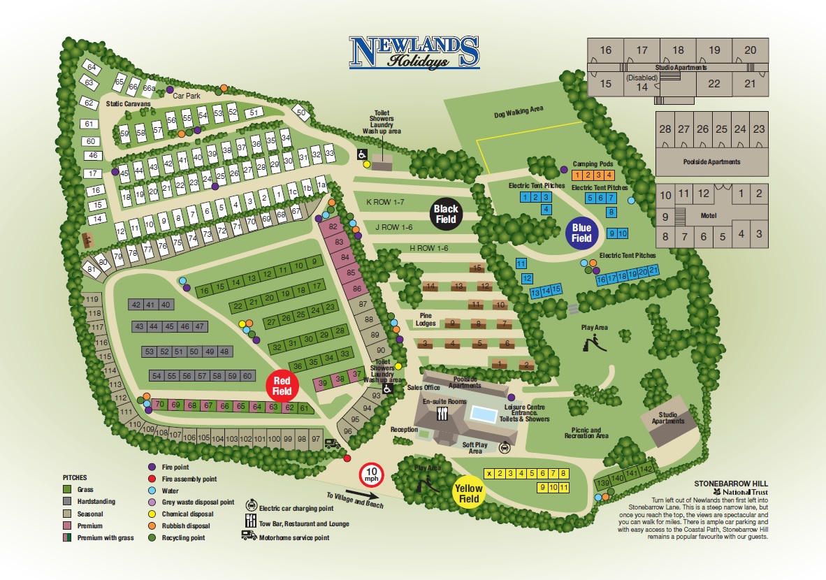 Map of Newlands Holiday Park | Charmouth Caravan Park